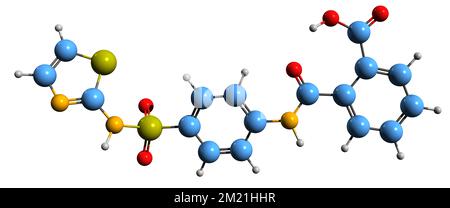 3D image of Acid 4-aminobenzoic skeletal formula - molecular chemical ...