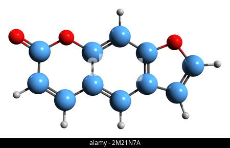 3D image of Umbelliferone skeletal formula - molecular chemical ...