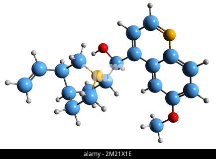 3D image of Quinine skeletal formula - molecular chemical structure of ...