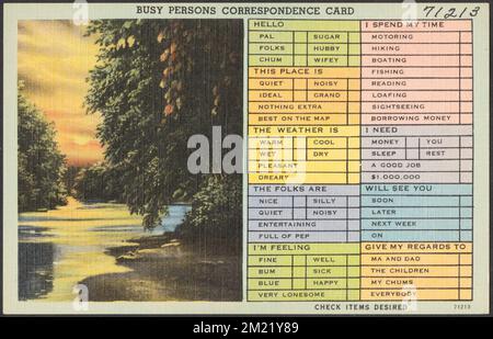 Busy persons correspondence card , Bodies of water, Trees, Tichnor ...