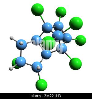3D image of Heptachlor skeletal formula - molecular chemical structure ...