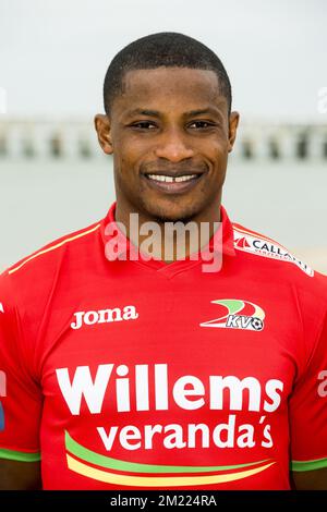 Oostende's Joseph Akpala poses for photographer at the 2017-2018 season ...