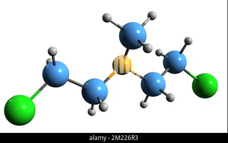 3D image of nitrogen mustard skeletal formula - molecular chemical ...