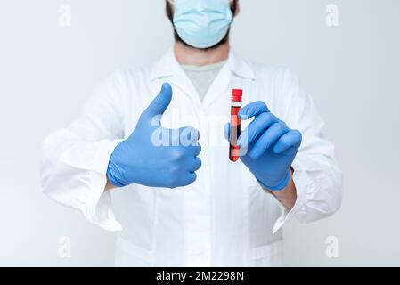 Chemist Presenting Blood Sample, Scientist Analyzing Research Specimen ...