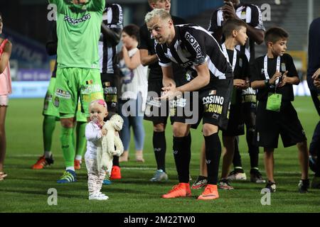 Charleroi's David Pollet and and his daughter Louna celebrate after ...