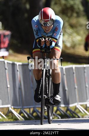 Belgian junior Jasper Philipsen pictured in action during the men's ...