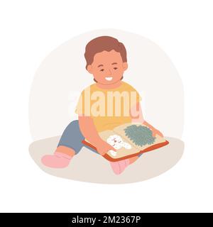 Touching textures isolated cartoon vector illustration. Infant plays ...