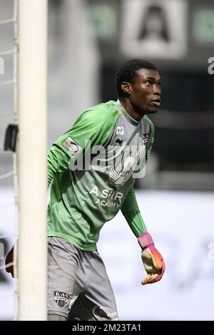Eupen's goalkeeper Babacar Niasse pictured during a soccer game between ...
