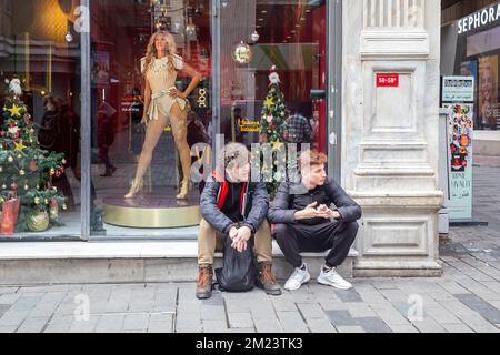 12-07-2022 Istanbull, Turkey. Roasted chestnuts ( made with open fire ...
