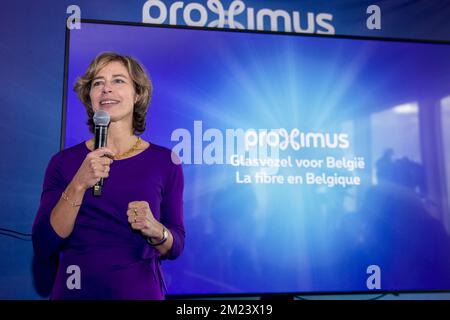 Proximus CEO Dominique Leroy pictured during a press conference to ...