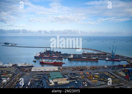 A bird's eye view of the Tema port in Ghana Stock Photo - Alamy