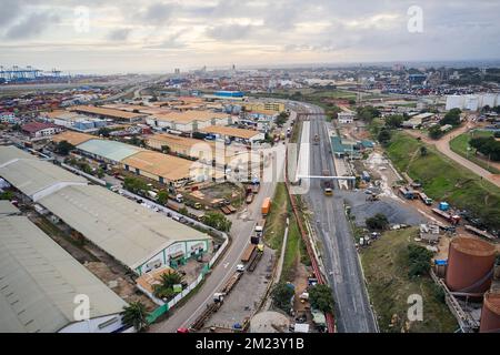 A bird's eye view of the Tema port in Ghana Stock Photo - Alamy