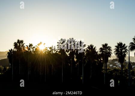 Illustration picture shows a sunset during the first day of the winter ...