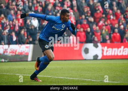 Club's Wesley Moraes celebrates after scoring during the soccer match ...