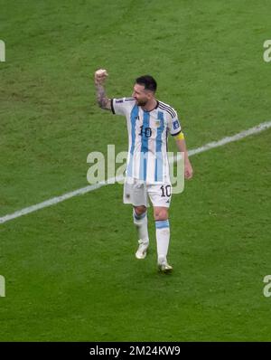 Lusail, Catar. 13th Dec, 2022. MESSI Lionel of Argentina celebrates his ...