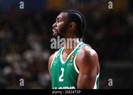 Belgrade, Serbia, 13 December 2022. Keenan Evans of Zalgiris Kaunas in ...