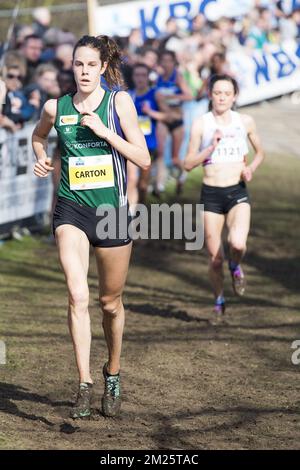 Belgian Louise Carton pictured in action during the women's race at the ...