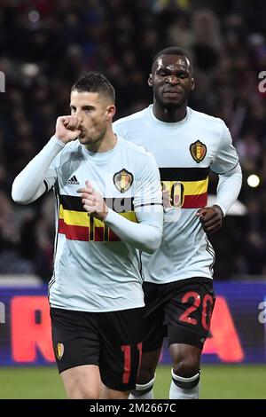Belgium's Christian Benteke pictured during a training session of ...