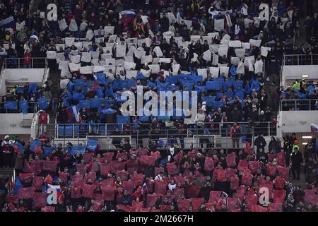 Russia's supporters pictured during a friendly game between Belgium's ...