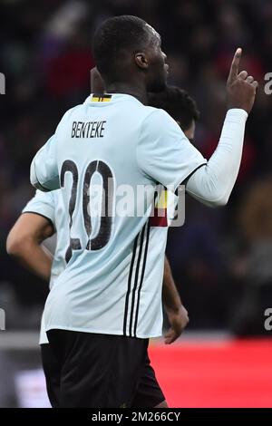 Belgium's Christian Benteke pictured during a training session of ...