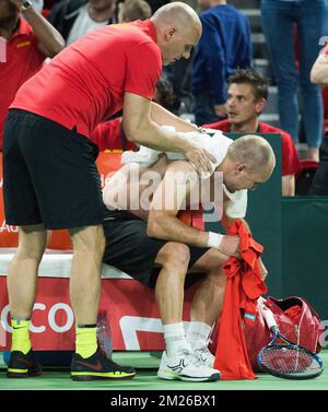 Belgian captain Steve Darcis pictured during a press moment at the ...