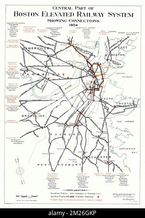 Central part of Boston Elevated Railway system showing connections ...