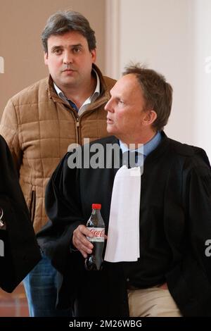 Peter Gyselbrecht, brother-in-law of the victim, arrives at a session ...