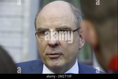Minister of Justice Koen Geens talks to the press ahead of a Minister's ...