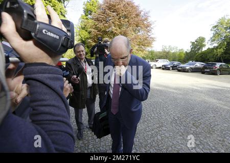 Minister of Justice Koen Geens talks to the press ahead of a Minister's ...