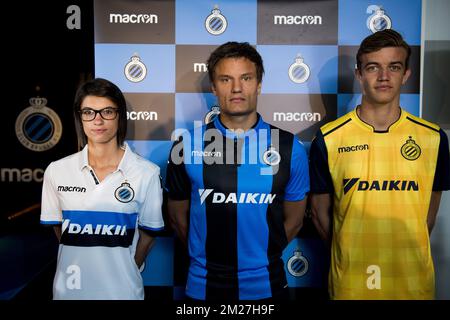Febe Vanhaecke, Club's Jelle Vossen and Club's Niels Verburgh pose for ...