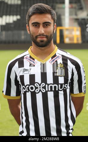 Charleroi's Kaveh Rezaei poses for the photographer after a press ...