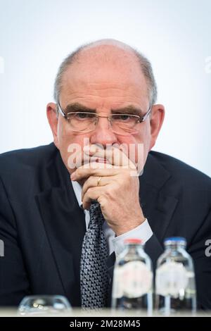 Minister of Justice Koen Geens pictured during the funeral ceremony of ...