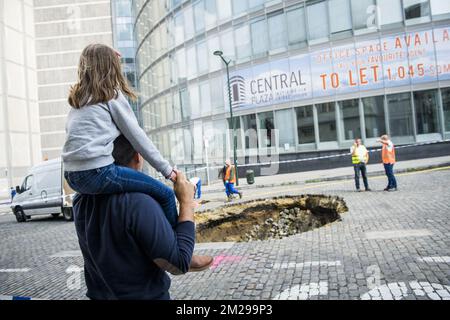 Illustration picture shows Collapse of the ground near Brussels central ...