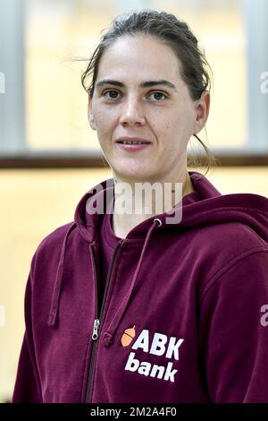 Belgian athlete Sara Aerts pictured in action during a training camp of ...
