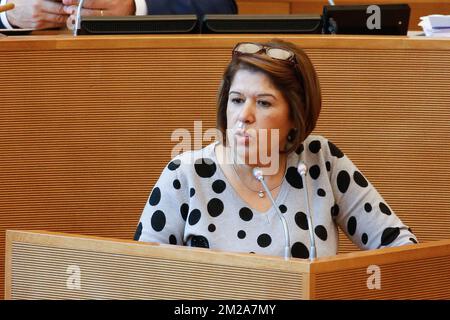 PS' Latifa Gahouchi pictured during a plenary session of the Walloon ...