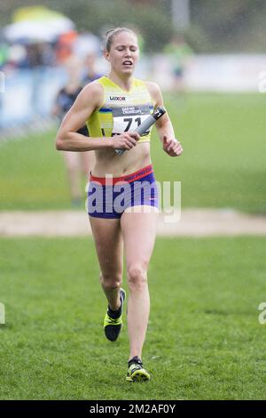Belgian Zenobie Vangansbeke pictured in action during the fourth stage ...