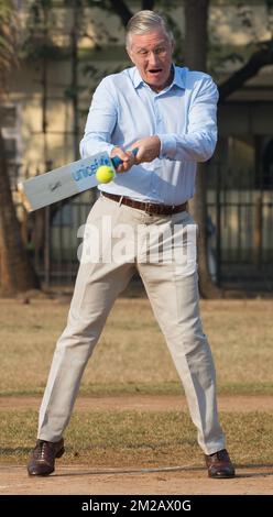 King Philippe - Filip of Belgium play cricket during a visit of the ...