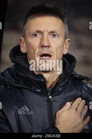 Belgium's goalkeeper coach Erwin Lemmens pictured during a press ...
