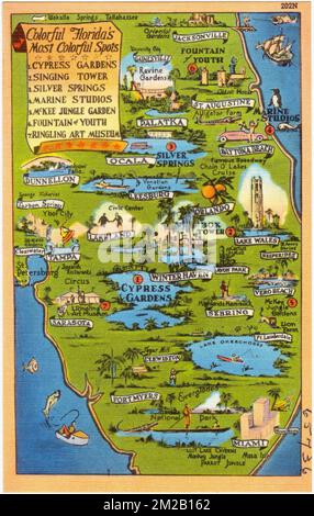 Colorful Florida's most colorful spots , Maps, Tichnor Brothers ...