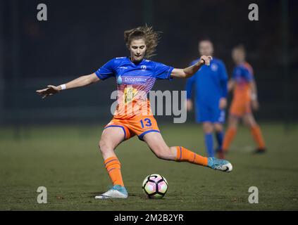 Gent's Marie Minnaert fights for the ball during a superligue game ...