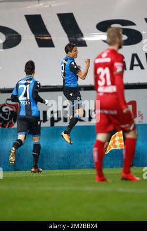 Club's Jelle Vossen celebrates after scoring during the Jupiler Pro ...