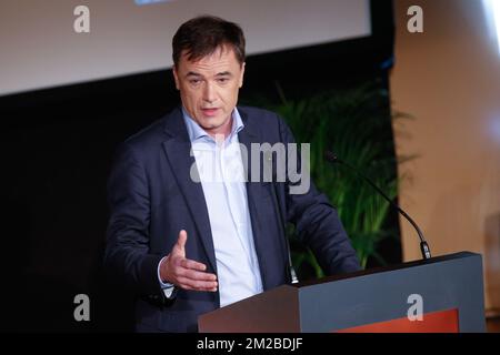 cdH chairman Benoit Lutgen delivers a speech at a party congress of ...