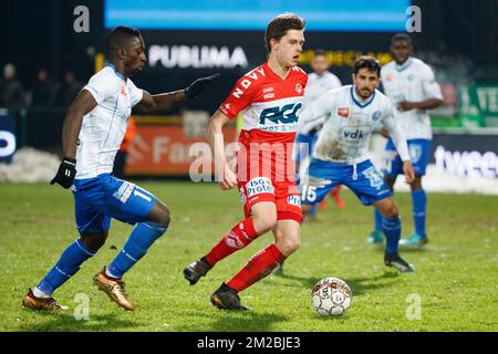 Gent's Deiver Machado and Kortrijk's Idir Ouali fight for the ball ...