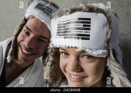 Belgian figure skaters Jorik and Loena Hendrickx pose during a press ...