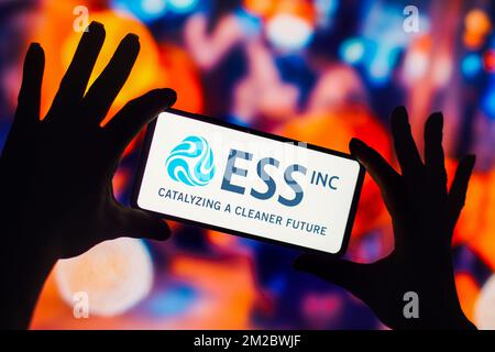 In this photo illustration, the ESS Technology logo is displayed on a ...