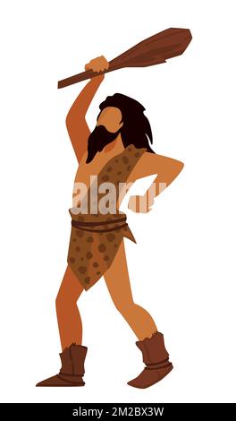 Ancient homo erectus or caveman, human ancestor cartoon vector ...