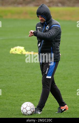Club Brugge's head coach Ivan Leko talks to the press during the eighth ...