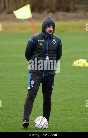 Club Brugge's head coach Ivan Leko talks to the press during the eighth ...