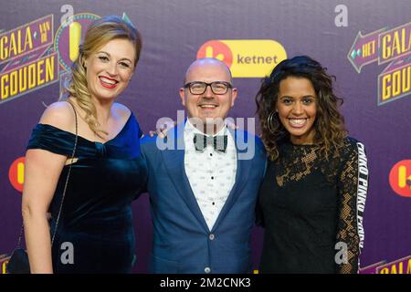 Tatyana Beloy, Goele De Raedt and Tijl Dauwe of Ketnet Musical pictured ...