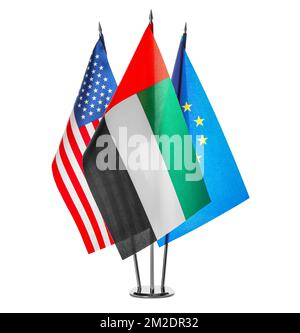 Flags of EU and UAE on Black background, EU vs United Arab Emirates ...